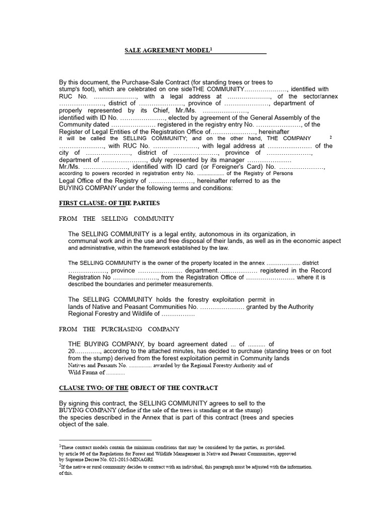 Model of Sale Purchase Contract | PDF | Guarantee | Payments