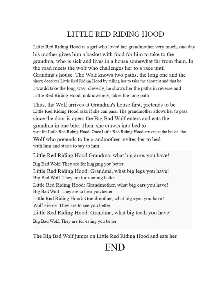Little Red Riding Hood Summary | PDF