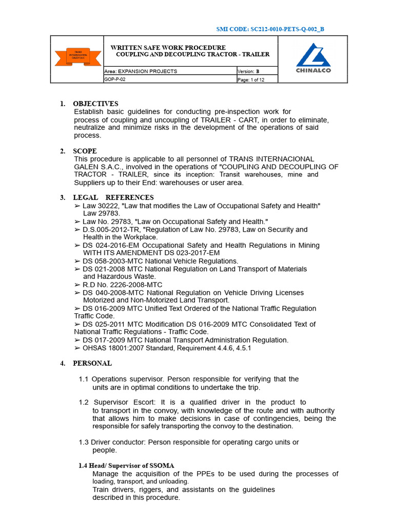 Pets Coupling and Uncoupling of Tractor - Trailer | PDF | Trailer ...