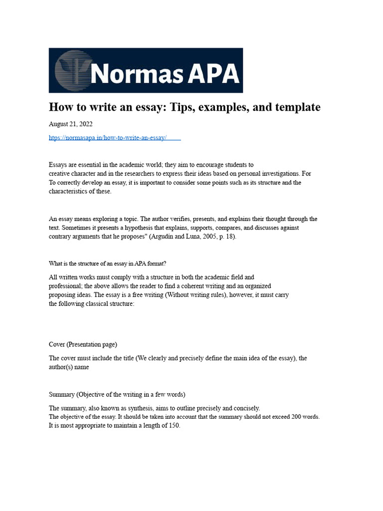How To Write An Essay in APA Format | PDF | Essays | Idea