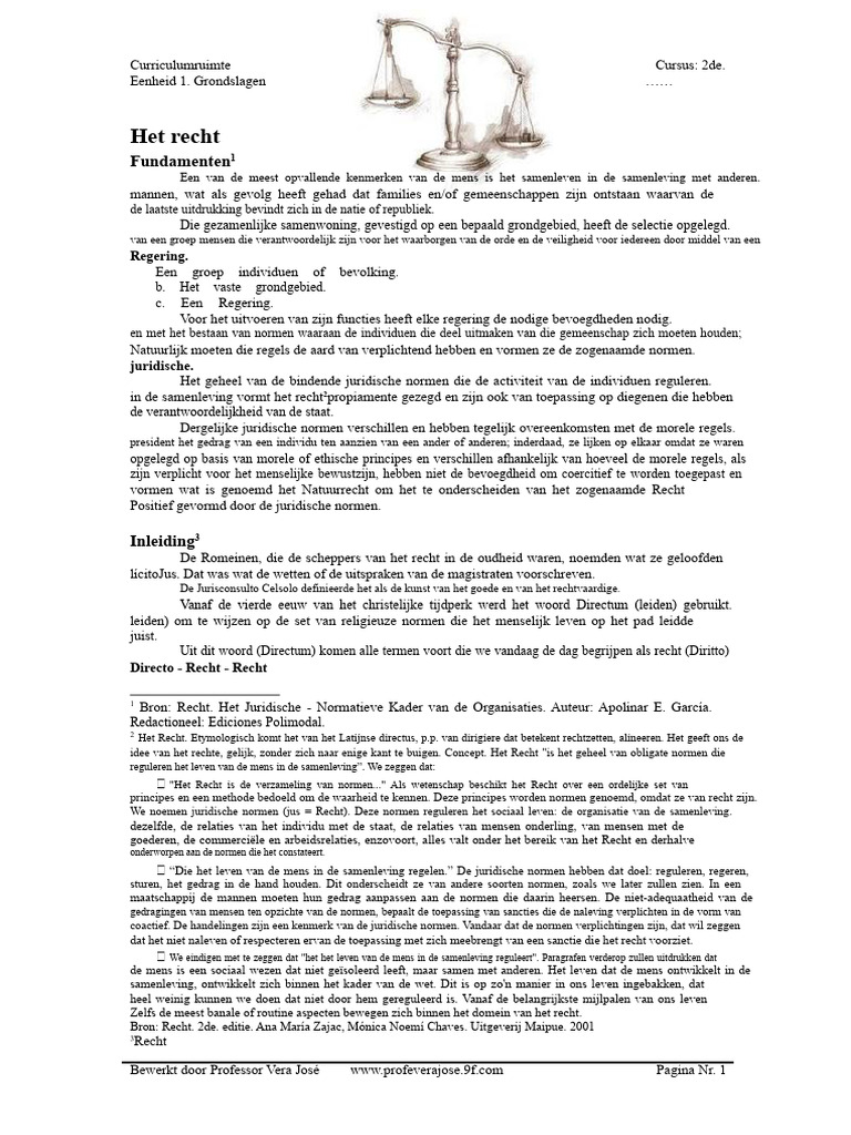 Recht - Eenheid 1 - Fundamenten | PDF