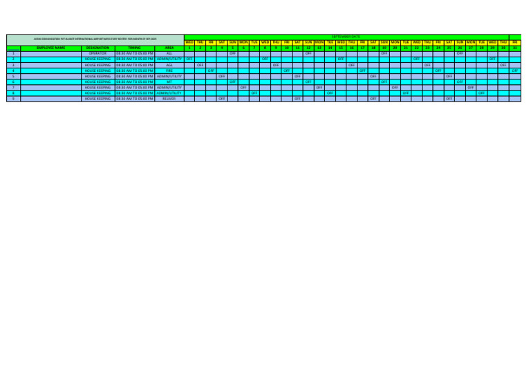 Duty Roster Oct 2025 Genral | PDF