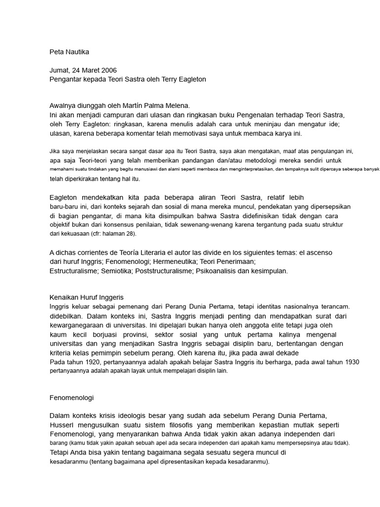 Ringkasan SEBUAH PERKENALAN DENGAN TEORI SASTRA | PDF