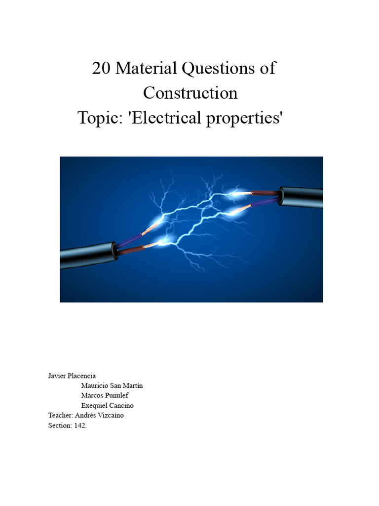 20 Questions Electrical Properties | PDF | Electrical Resistivity And Conductivity | Electrical ...