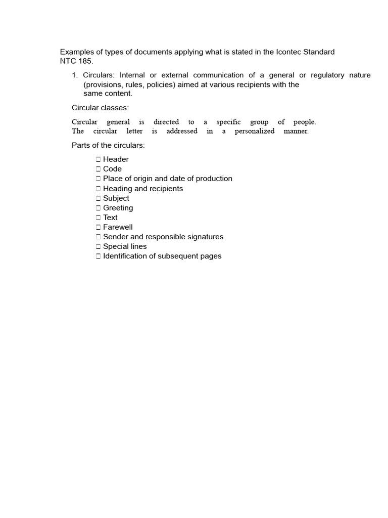 Types of Documents per Icontec NTC 185 | PDF | Identity Document ...