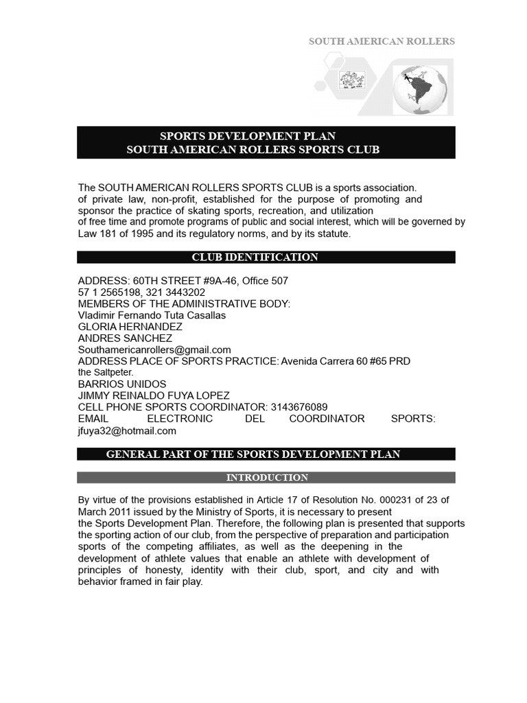 Sports Development Plan Model | PDF | Ice Hockey | Sports