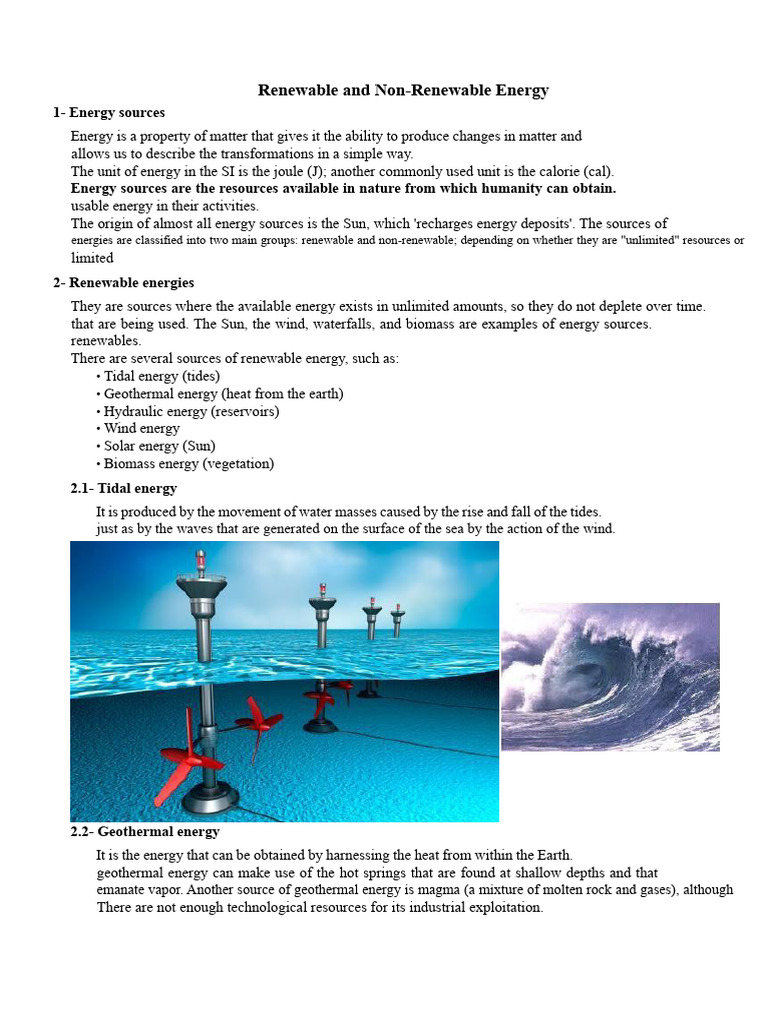 Renewable vs Non-Renewable Energy Sources | PDF | Fuels | Energy ...