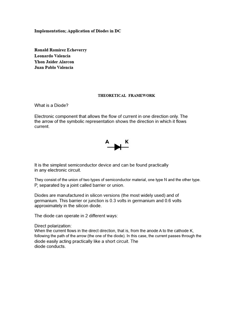 Report - Application of Diodes in DC | PDF | Diode | Rectifier
