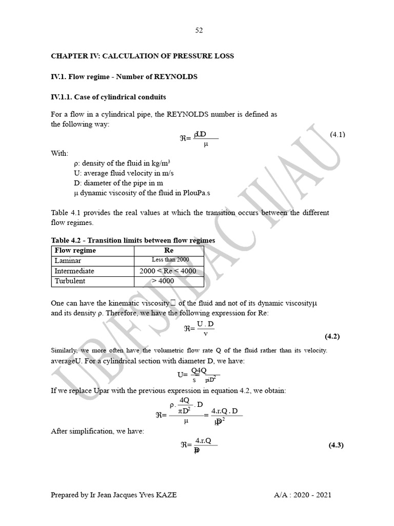 Chapter IV. Calculation of Head Losses | PDF | Reynolds Number | Fluid ...