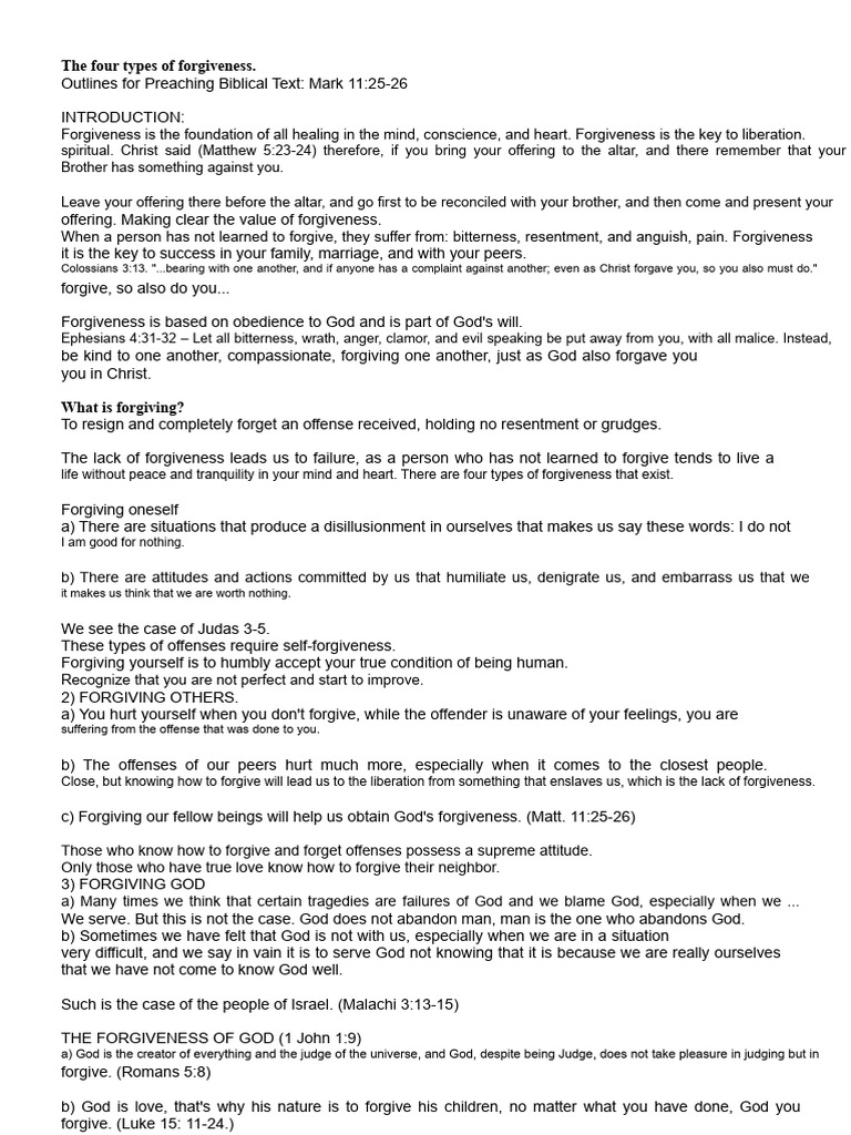 The Four Types of Forgiveness | PDF | Forgiveness | Religious Belief ...
