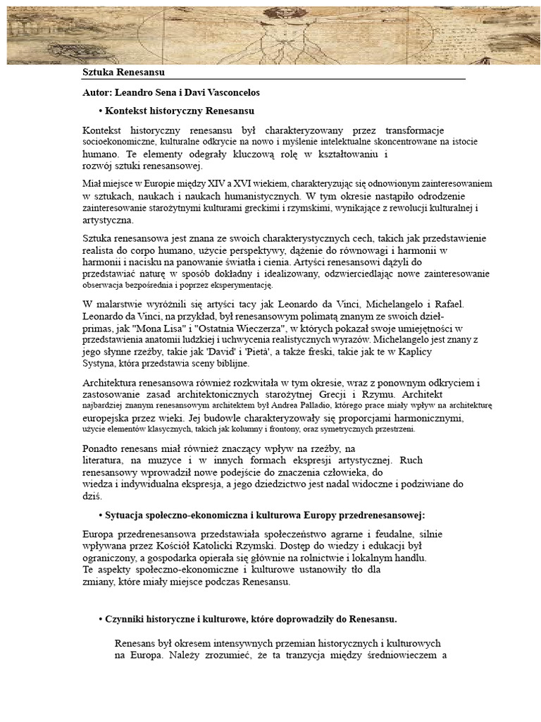 Sztuka Renesansu-1 | PDF