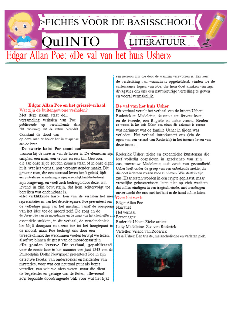 5e Leerjaar - Literatuur - Edgar Allan Poe - Edgar Allan Poe. "De Val ...