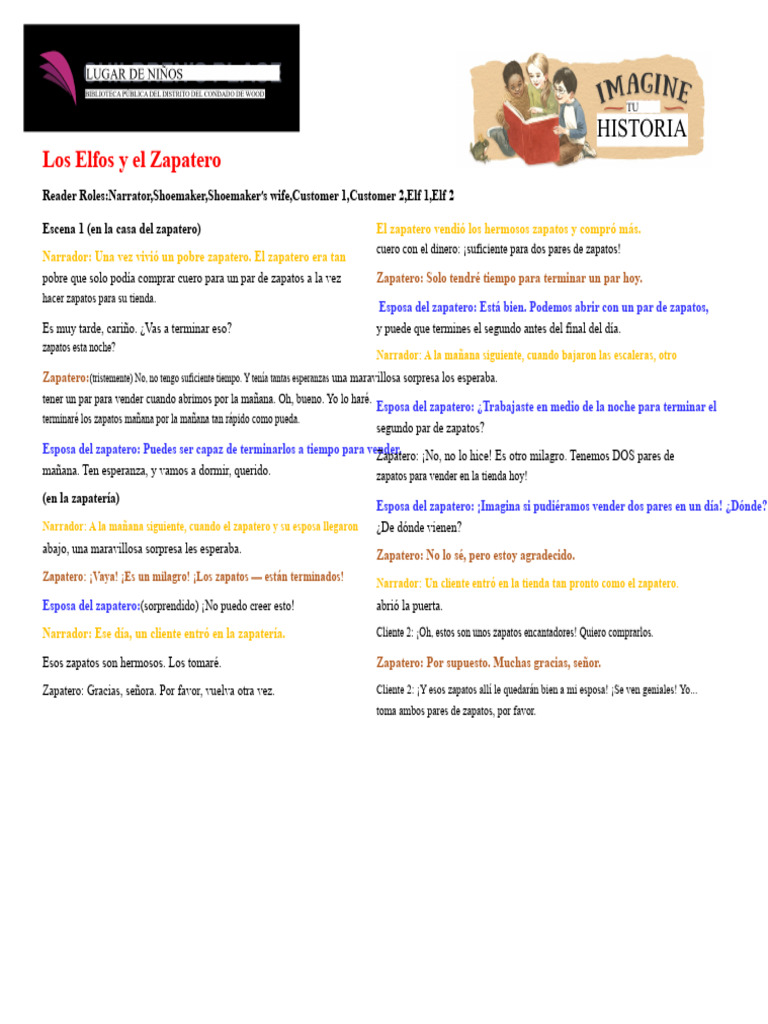 Los Elfos y El Zapatero Teatro de Lectura | PDF | Duendes | Zapato