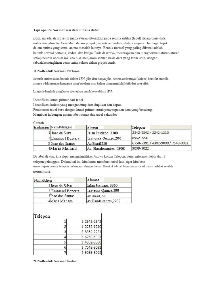 Pekerjaan Normalisasi Basis Data | PDF