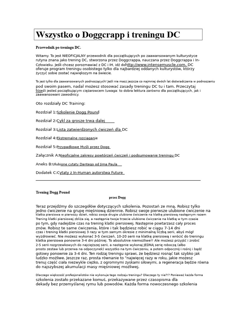 Wszystko o Doggcrapp I Treningu DC | PDF