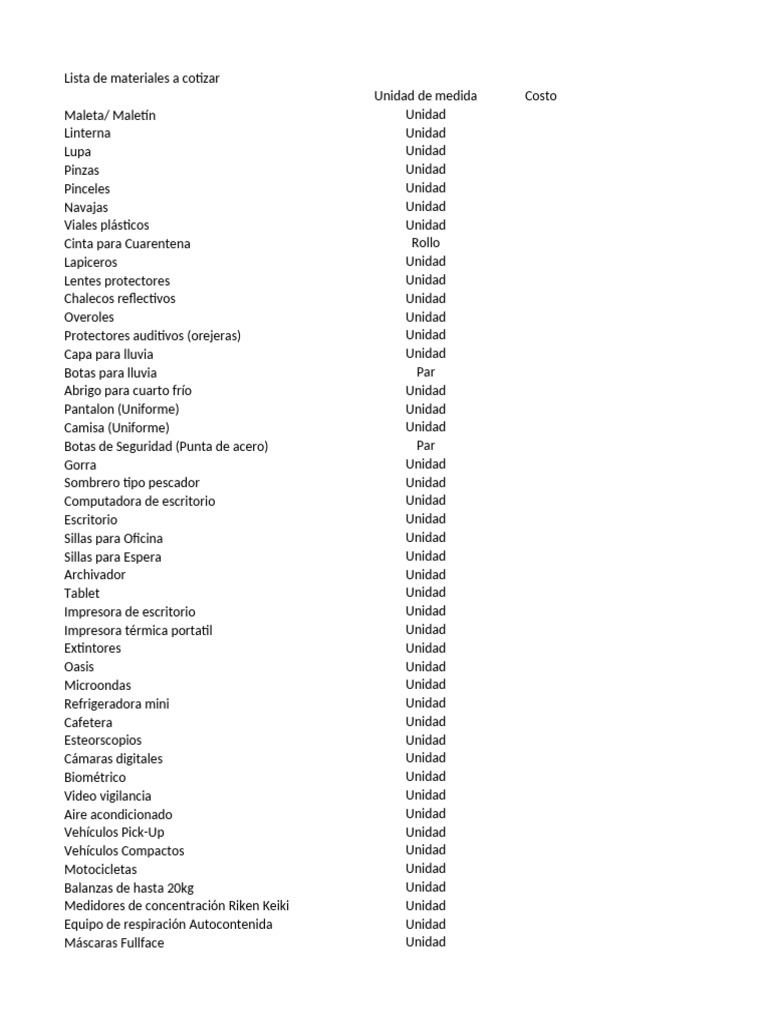 Materiales y Equipos para Cotizar | PDF | Hardware de la computadora ...