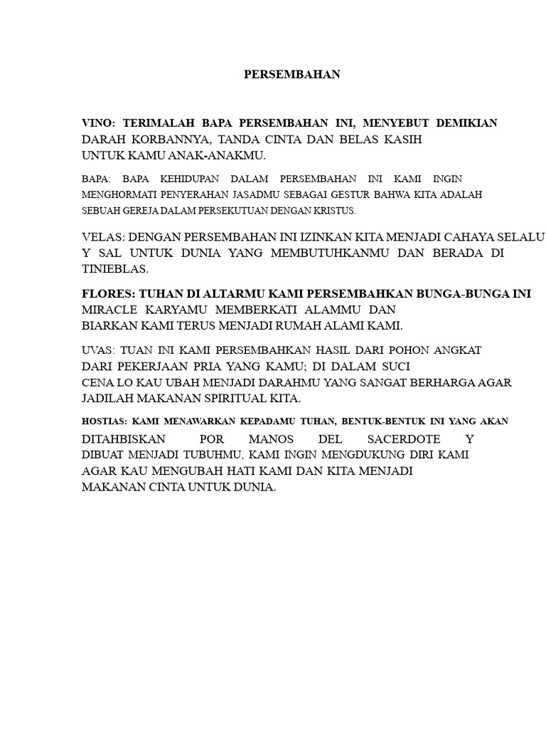 Persembahan Ekaristi dan Doa Bersama | PDF
