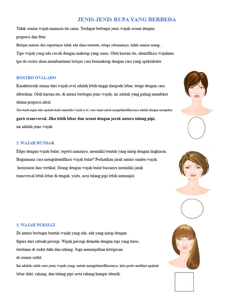 Panduan Makeup Berdasarkan Bentuk Wajah | PDF