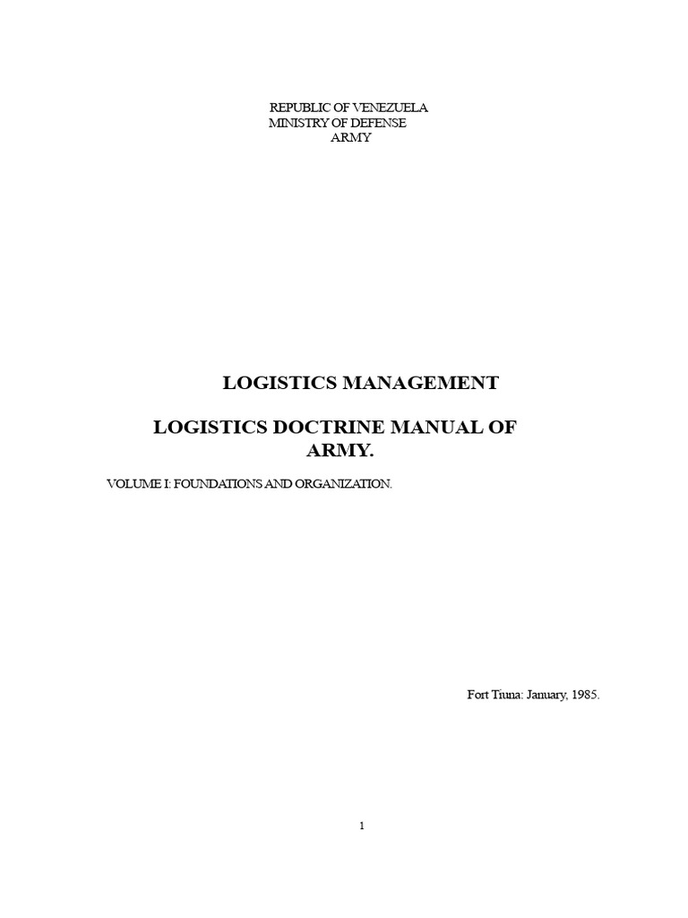 1 Logistics Manual. | PDF | Military | Logistics