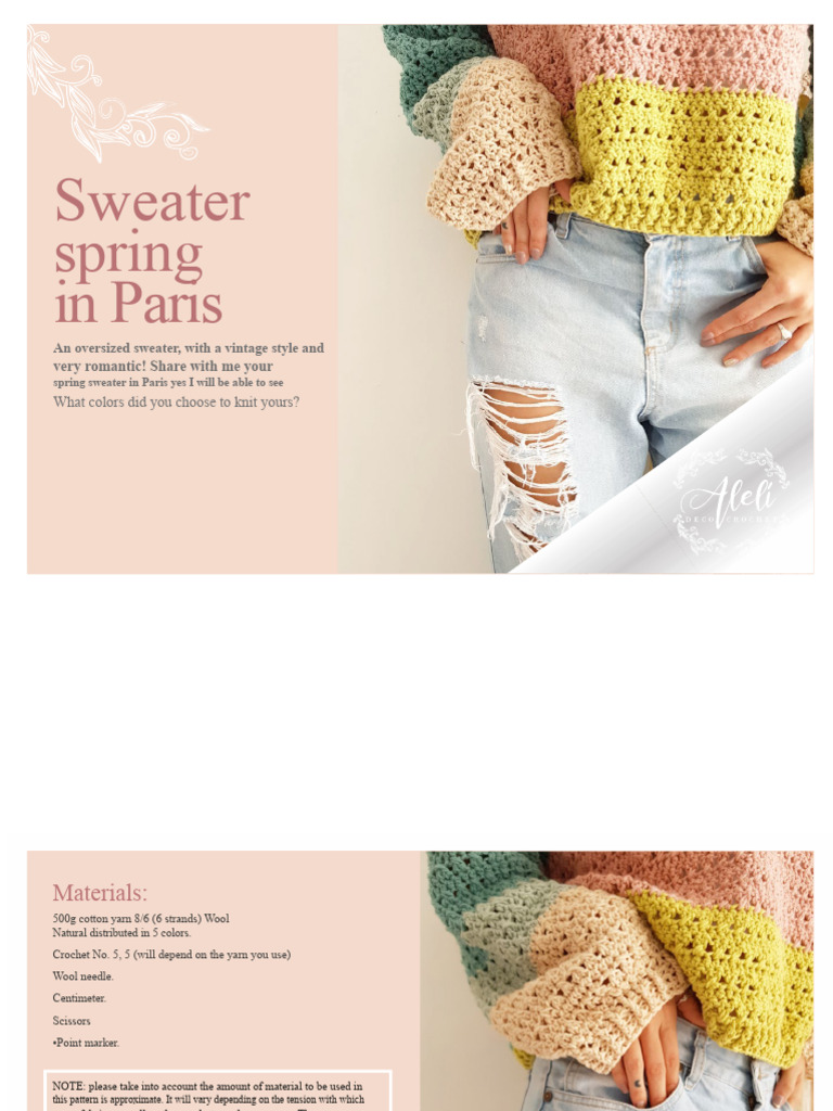 Vintage Oversized Spring Sweater Pattern | PDF | Crochet | Sweater