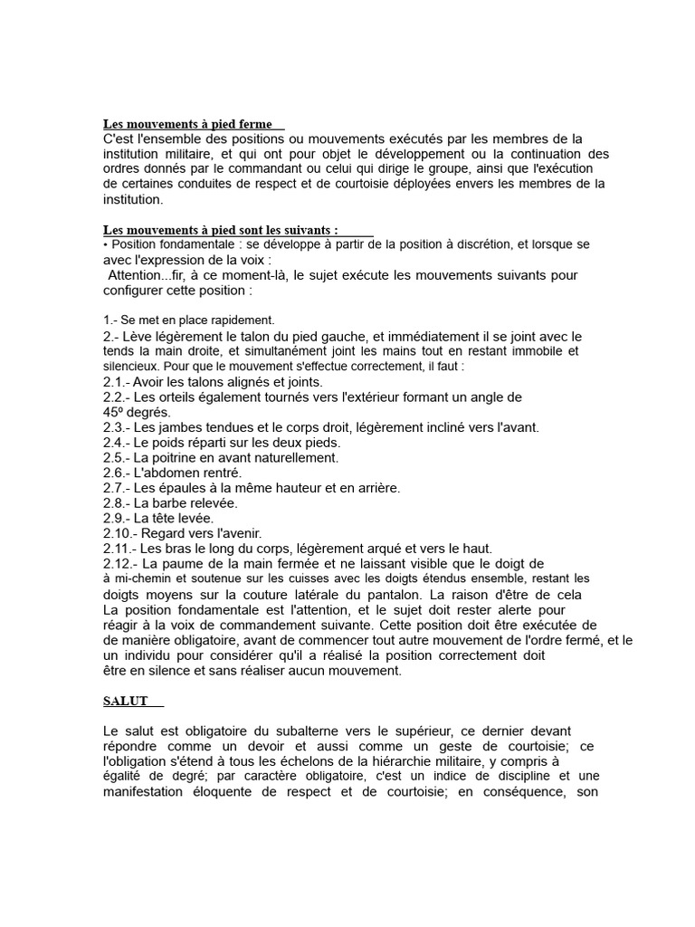 Marche au pas militaire : Guide pratique | PDF | Membres (anatomie ...