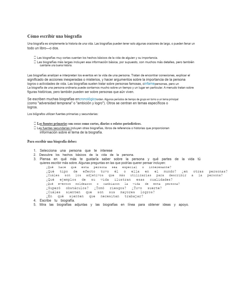 Guía para Escribir Biografías Efectivas | PDF | Biografía