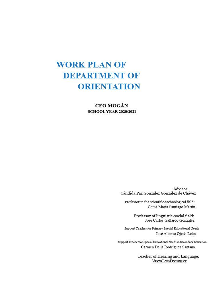 2020/2021 Work Plan for Guidance Department | PDF | Curriculum ...