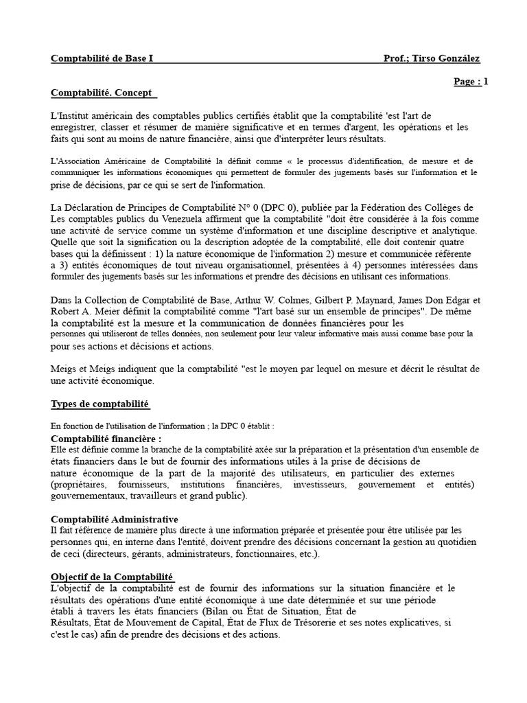Introduction à la Comptabilité de Base | PDF | Comptabilité | Bilan ...