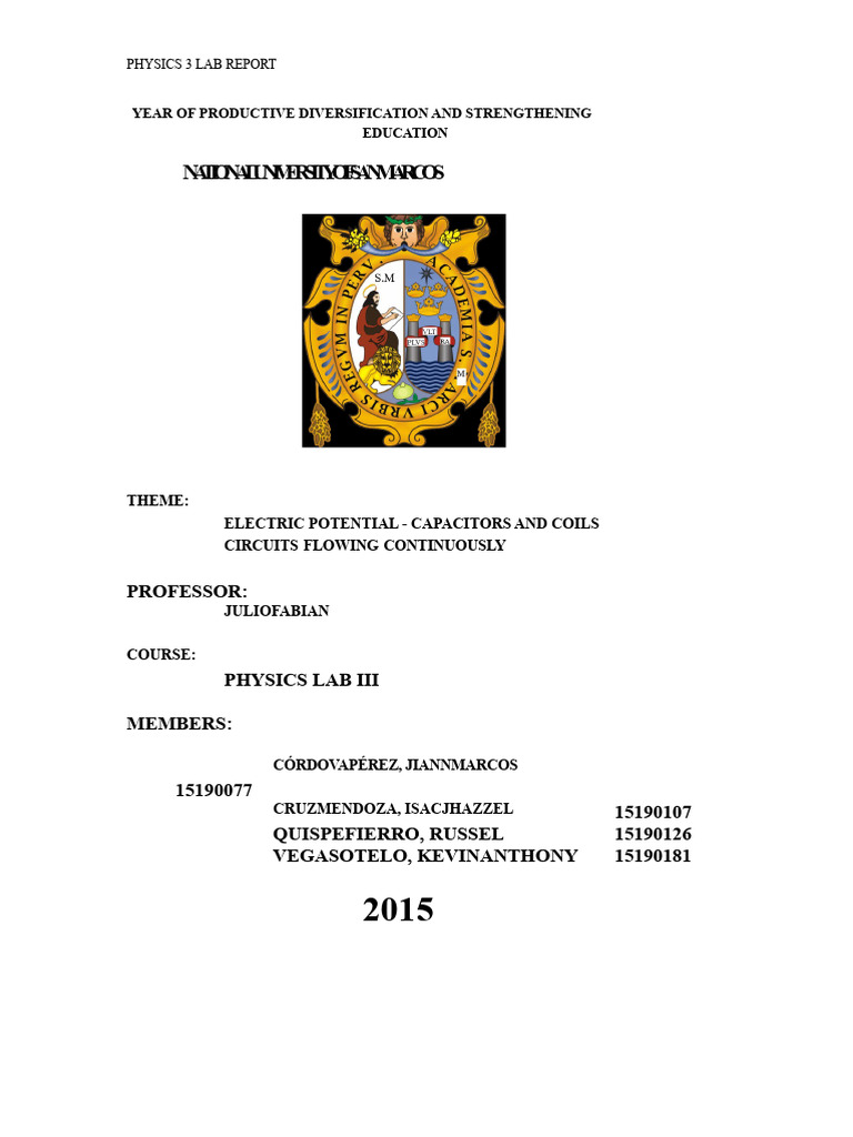 Report 6 Physics Lab 3 UNMSM | PDF | Inductor | Capacitor