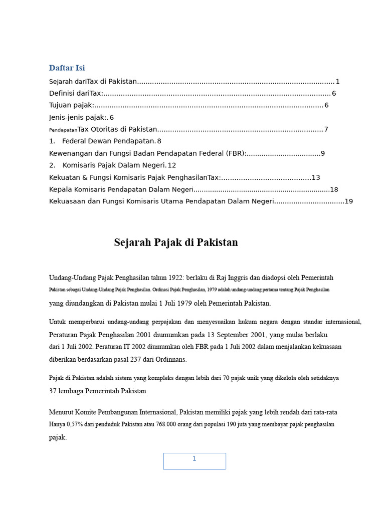 Sejarah dan Sistem Pajak di Pakistan | PDF