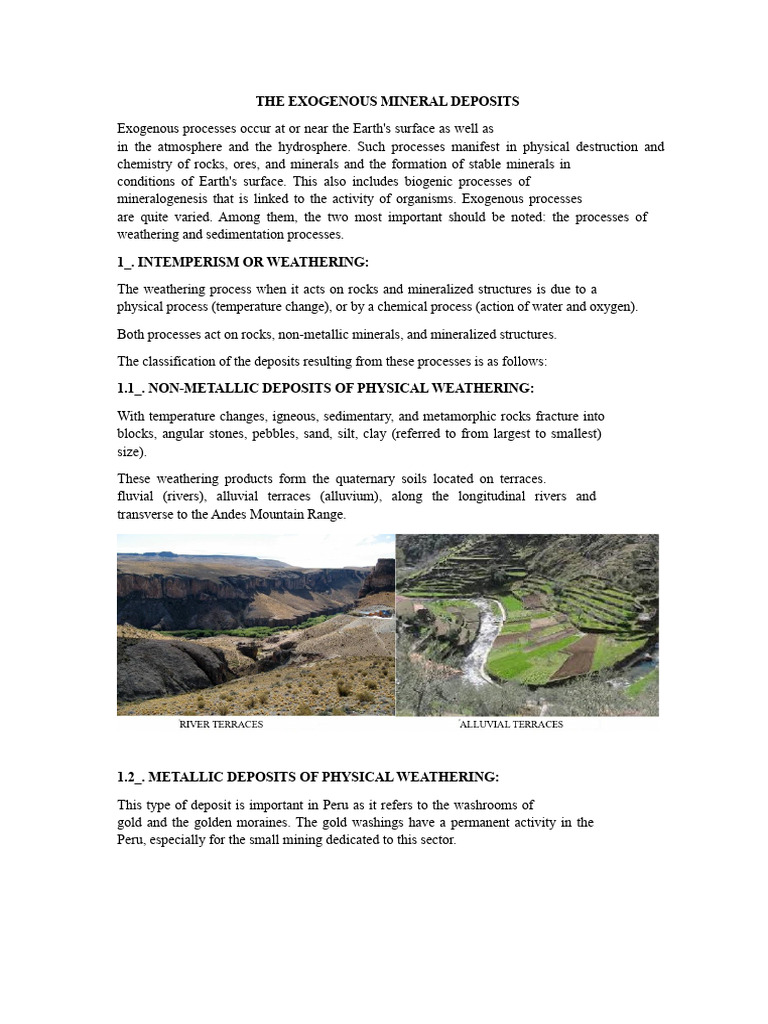 The Deposits of Exogenous Minerals | PDF | Weathering | Rock (Geology)