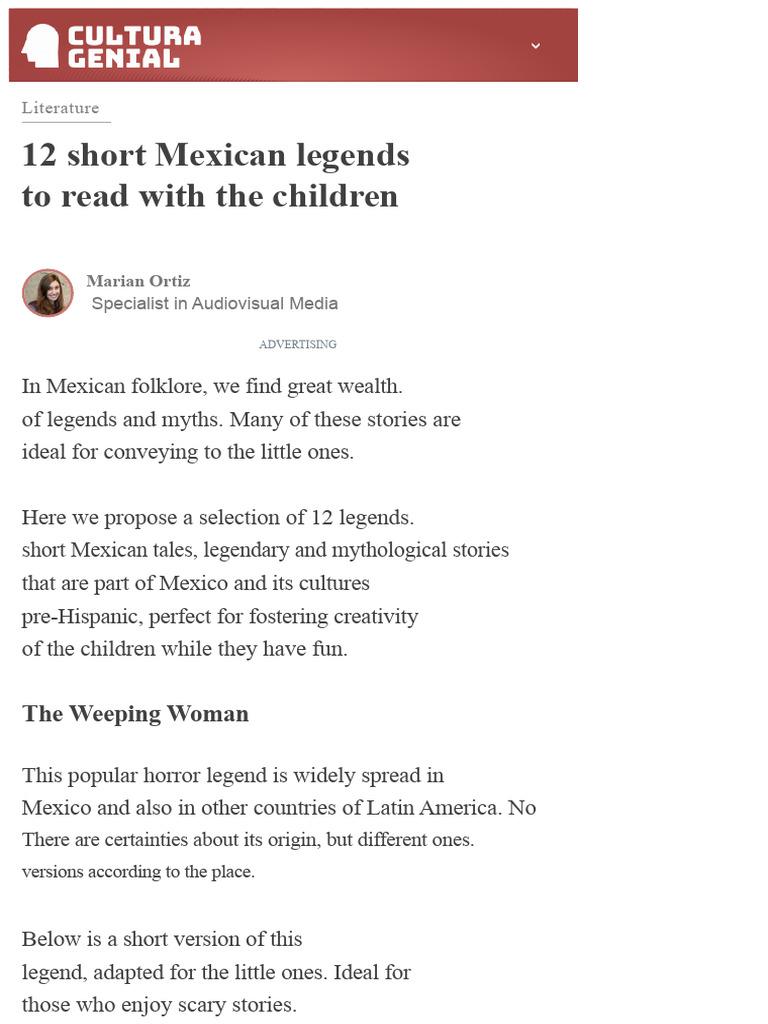12 Short Mexican Legends To Read With Children - Cultura Genial PDF | PDF