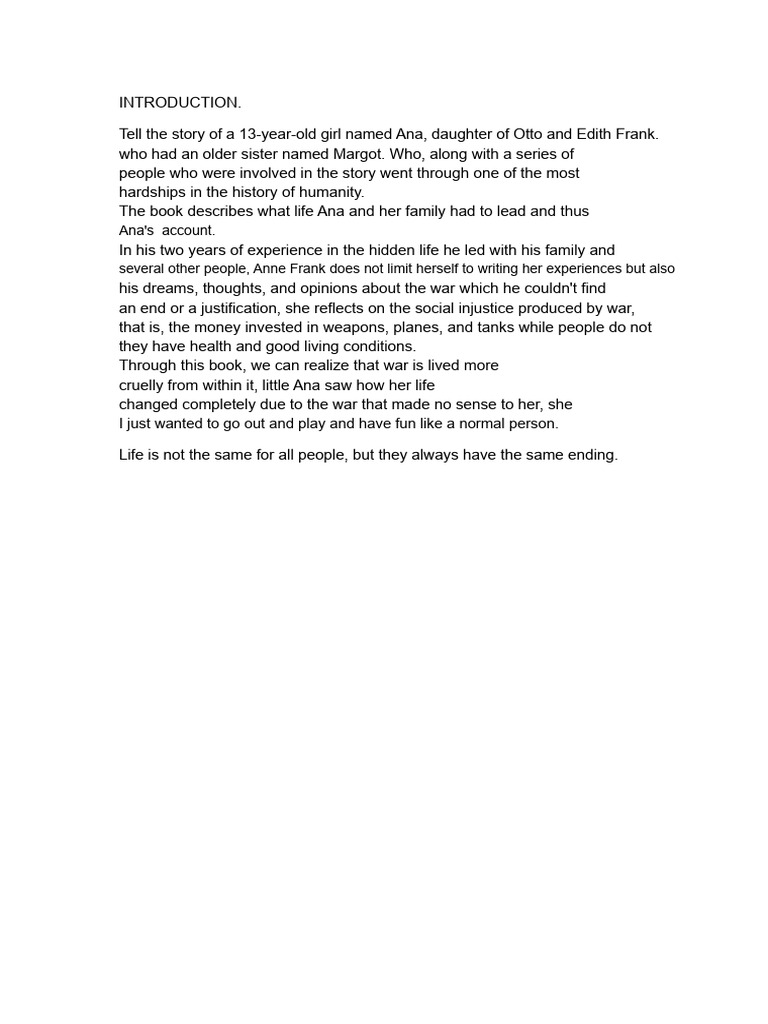 Introduction To Anne Frank | PDF | Anne Frank