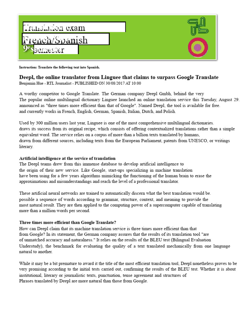 Document To Practice French-Spanish Translation | PDF | Translations ...