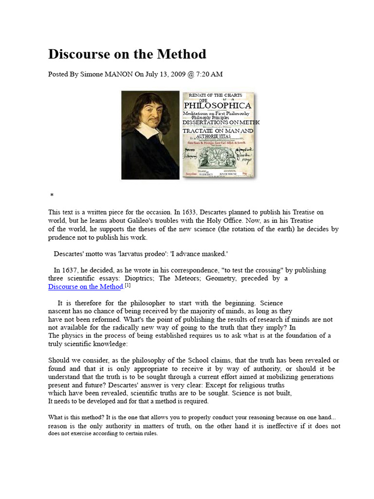 Discourse On The Method | PDF | Reason | René Descartes
