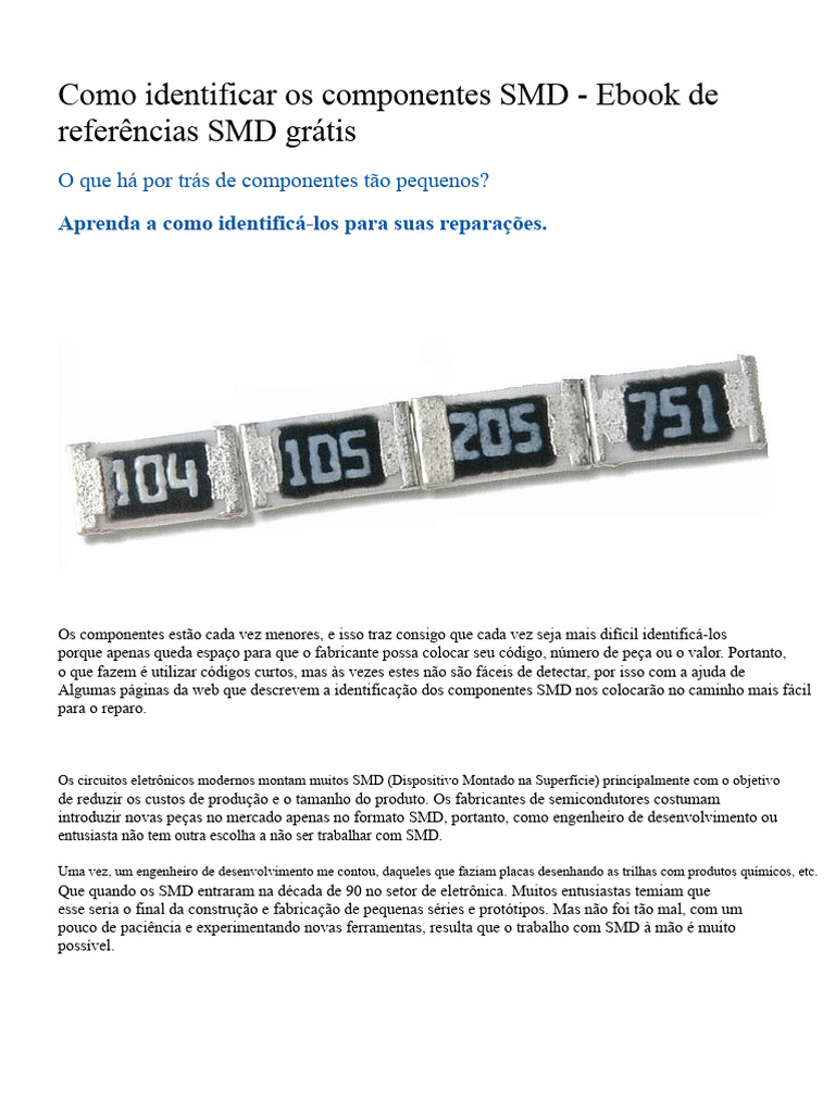 Como Identificar Os Componentes SMD | PDF | Capacitor | Rede elétrica