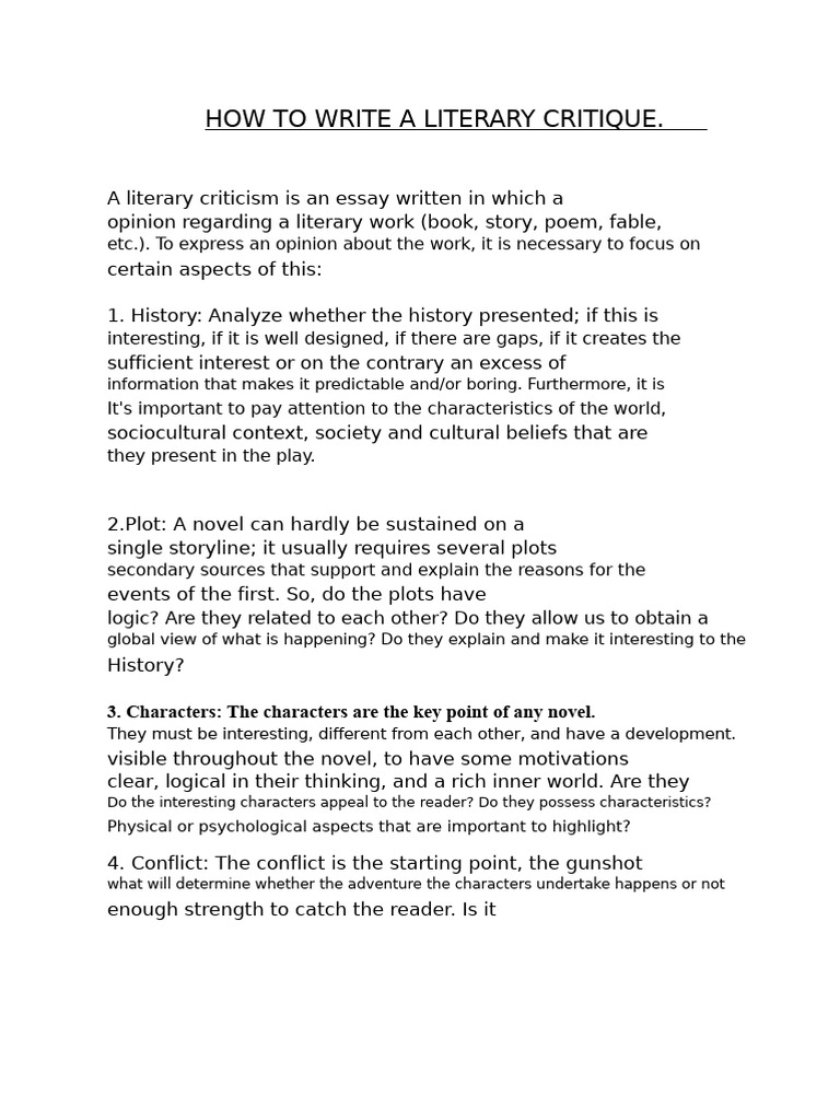How To Write A Literary Critique | PDF