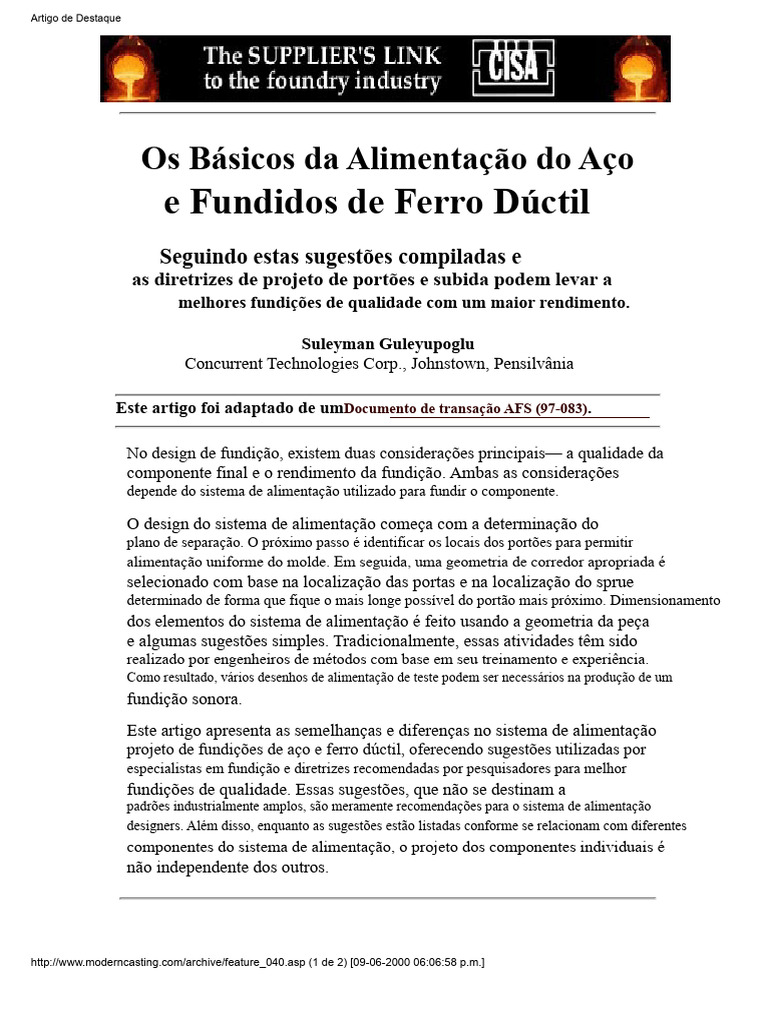 Alimentação de Aço e Ferro Dúctil: Guia Prático | PDF | Liga | Seleção ...