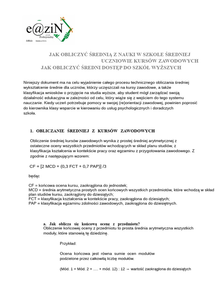 Obliczanie Średniej 3 Lata | PDF