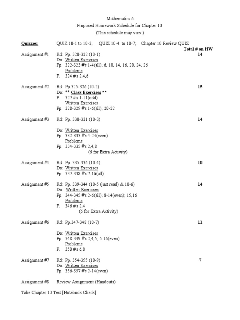 Assignment Sheet CH 10 | PDF