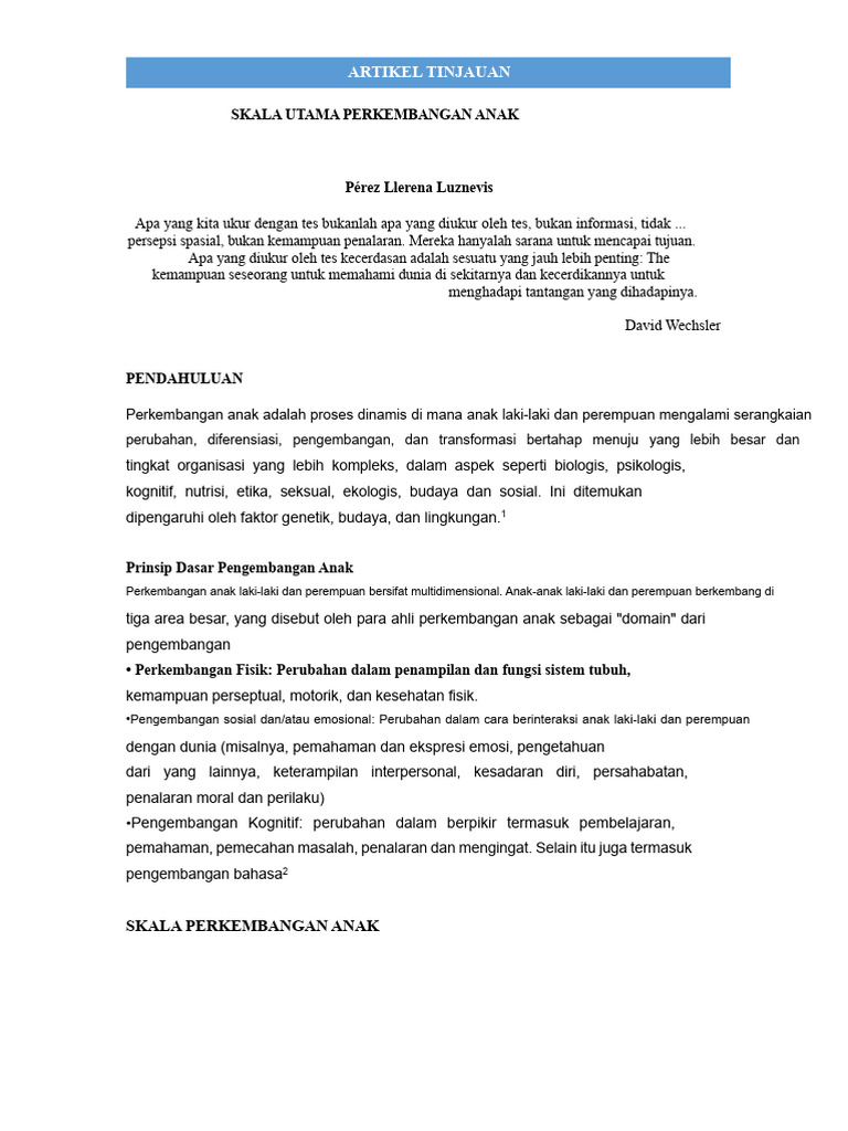 Skala Utama Perkembangan Anak | PDF