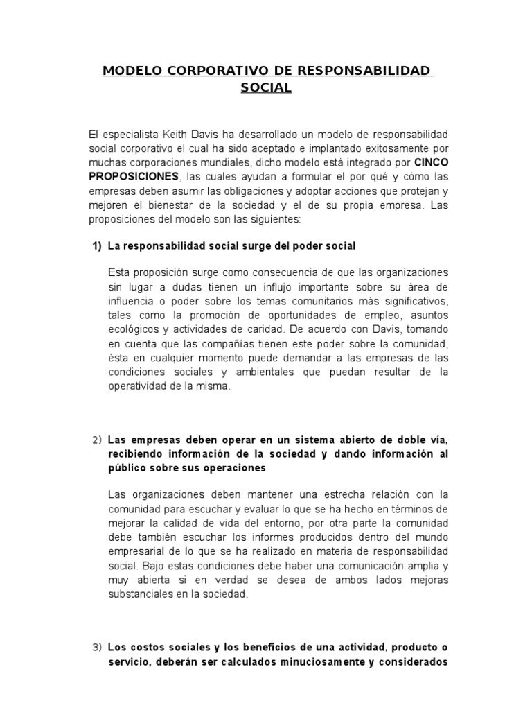 Modelo de Responsabilidad Social Empresarial | PDF | Responsabilidad ...
