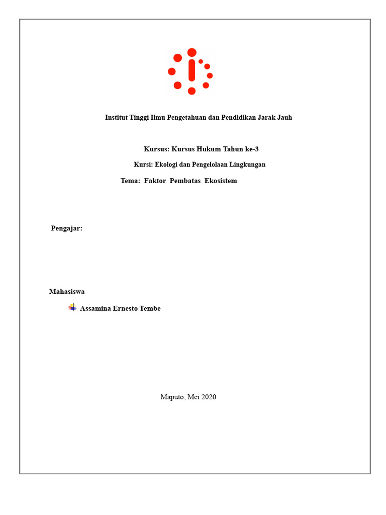 Faktor Pembatas Ekosistem. | PDF