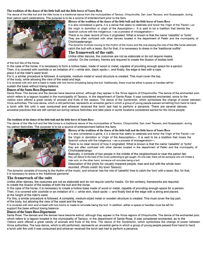 The Tradition of The Bull Dance and The Little Horse of Santa Rosa | PDF