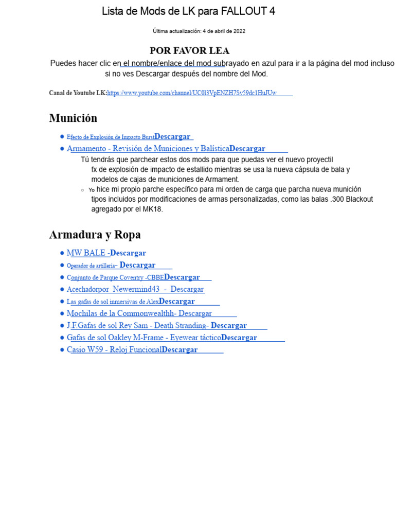 Mods de LK para Fallout 4 | PDF | Munición