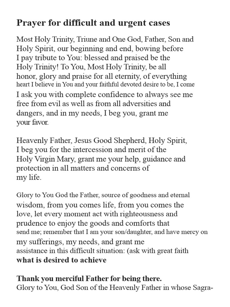 Urgent Prayer for Divine Assistance | PDF | Trinity | God The Father