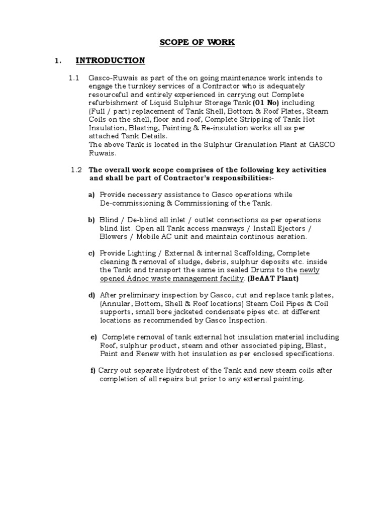 Scope of Work | PDF | General Contractor | Pipe (Fluid Conveyance)