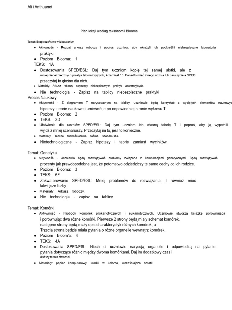 Taksonomia Bloomów | PDF