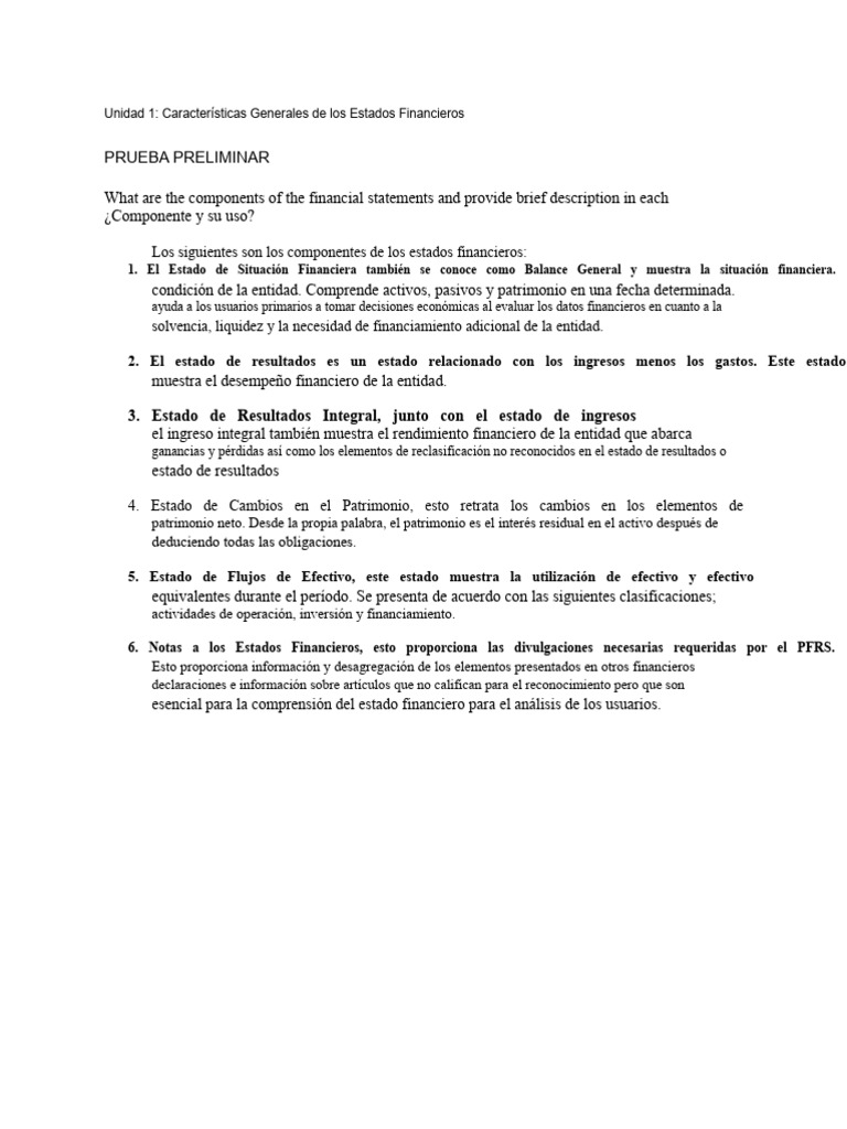 Jamolod - Unidad 1 - Características Generales de Los Estados Financieros | PDF | Estado ...