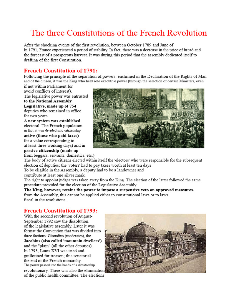 The Three Constitutions of The French Revolution | PDF | French ...